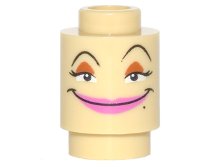 Brick, Round 1 x 1 with Black Eyebrows, Eyes with Eyelashes, Dark Oran ...