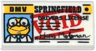 Tile 1 x 2 with Simpsons Hans Moleman 'SPRINGFIELD DRIVERS LICENSE' wi ...