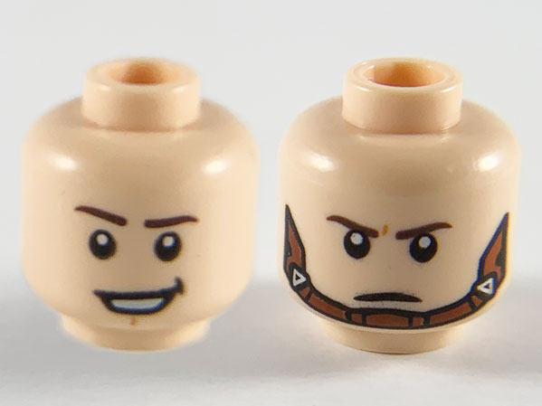 Minifigure, Head Dual Sided Dark Brown Eyebrows, Lopsided Grin / Reddi ...