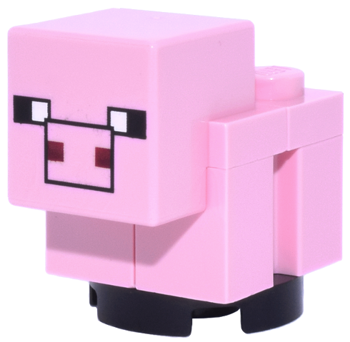 Minecraft Pig, Baby (Plain Snout with Black Outline), Brick Built ...