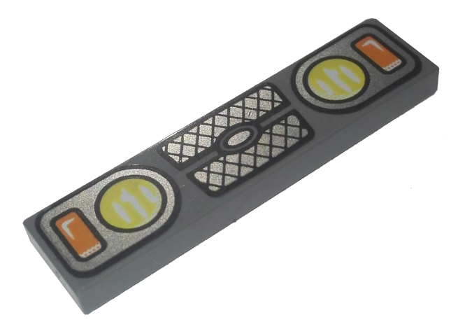 Tile 1 x 4 with Yellow and Orange Headlights and Grille Pattern ...