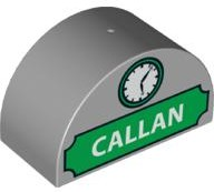 Duplo, Brick 2 x 4 x 2 Slope Curved Double with 'CALLAN' and Clock Pat ...