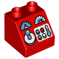 Duplo, Brick 2 x 2 x 1 1/2 Slope 45 with Joystick, Gauges, and Buttons ...
