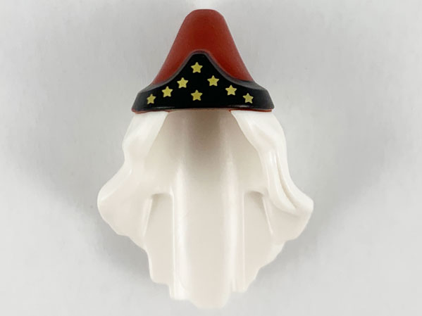 Minifigure, Hair Combo, Hat with Hair, Long and Wavy with Dark Red Poi ...